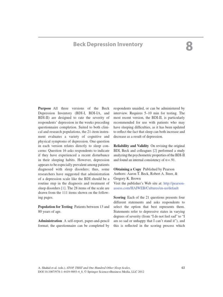 Beck Depression Inventory Scoring | PDF | Psychopathology | Psychiatry
