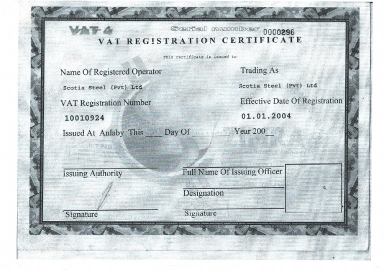 Vat Certificate PDF | PDF