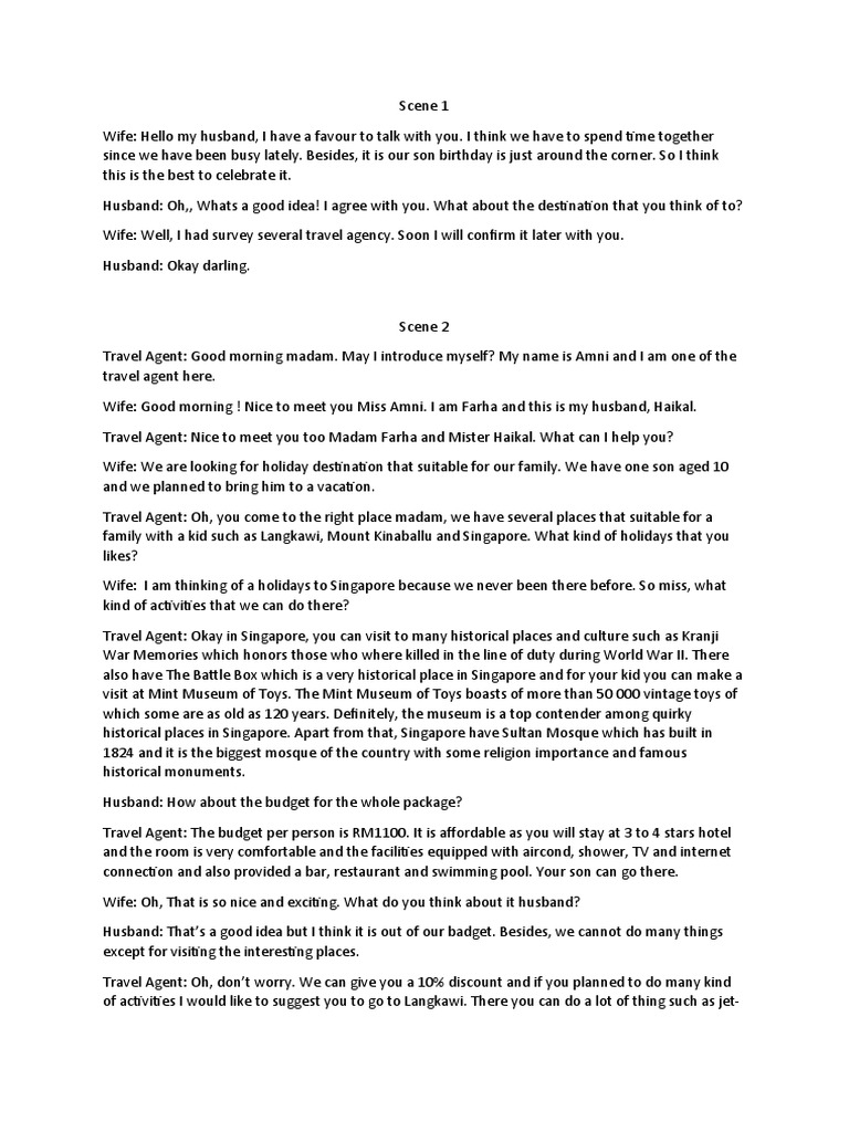 Script Role Play | PDF | Travel Agency