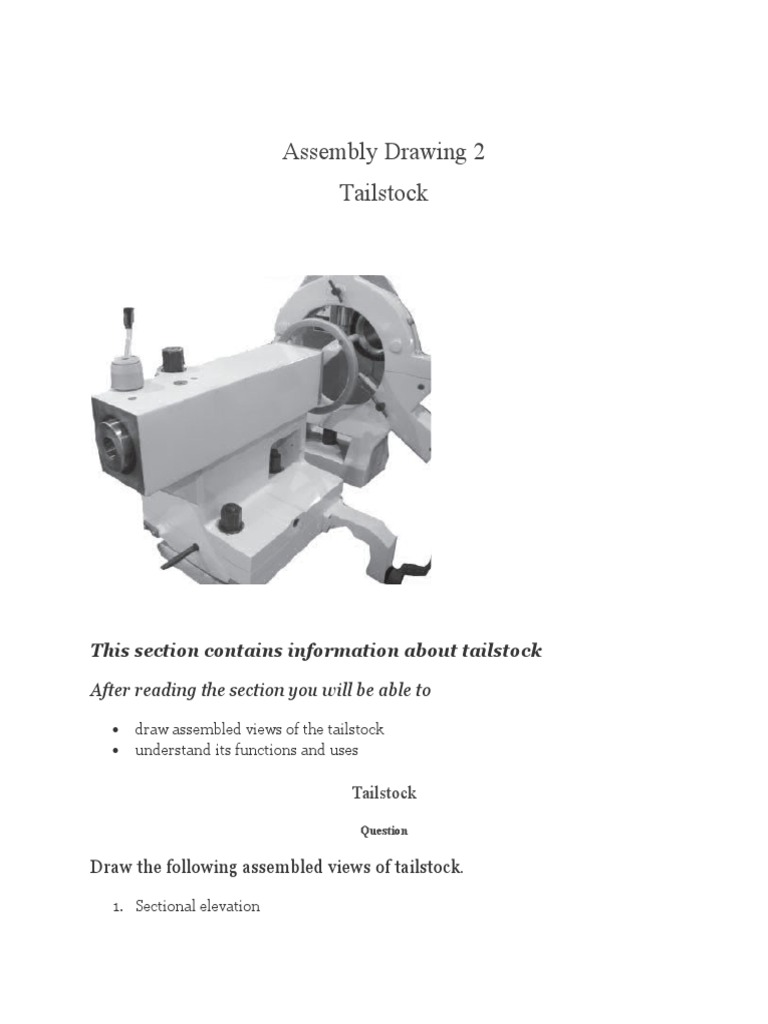 Assembly Drawing Tail Stock 2 | PDF | Screw | Crafts