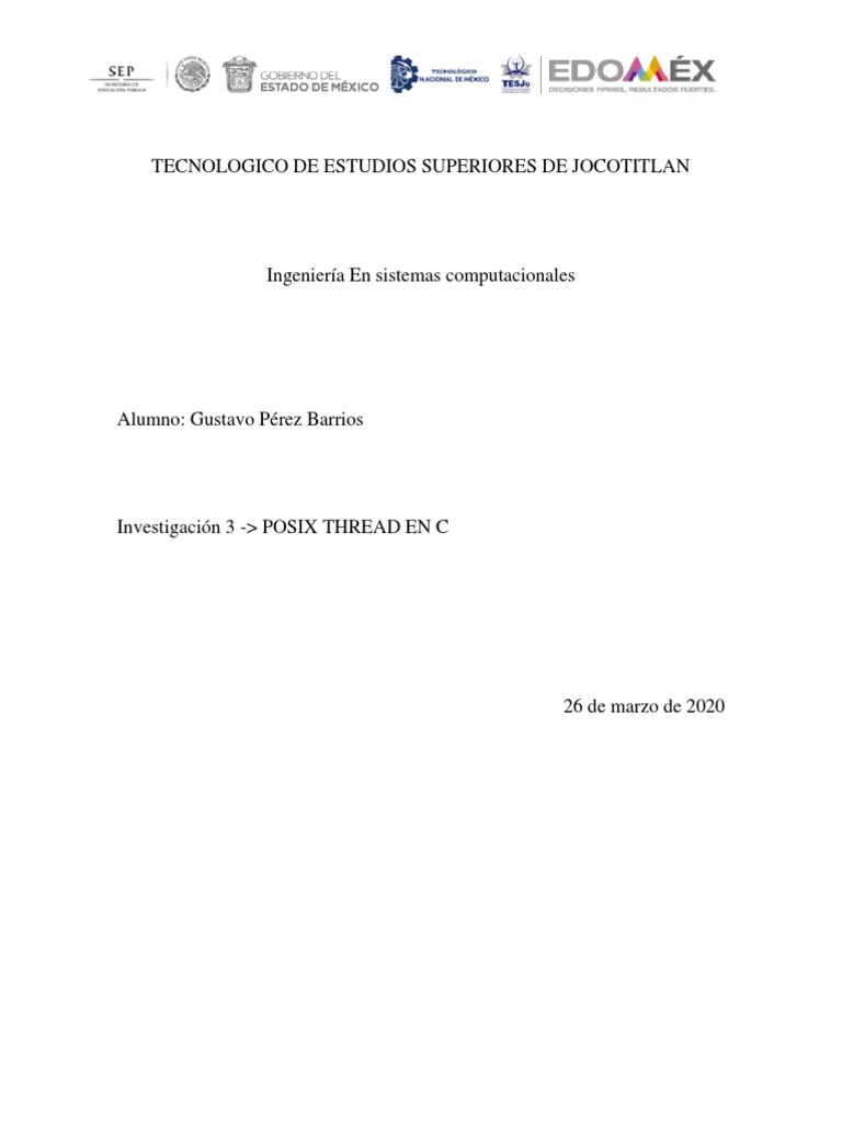 Posix Threads Pdf Hilo Computación Proceso Computación