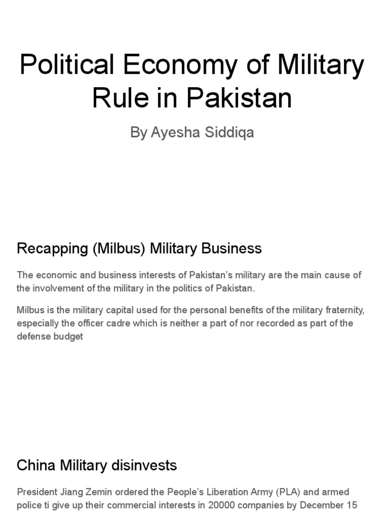 Political Economy of Military Rule in Pakistan | PDF