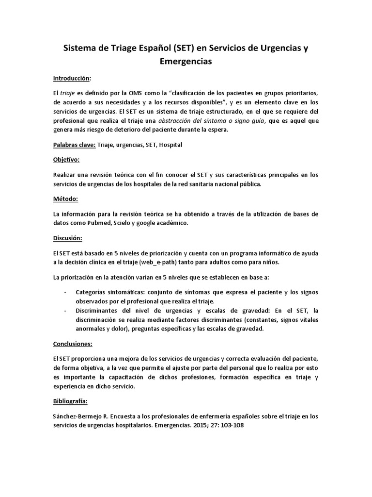 Sistema de Triage Español | PDF | Medicina | Enfermedades y trastornos