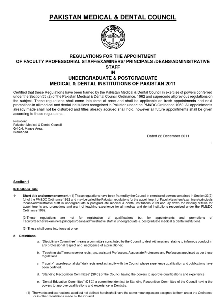 PMDC Regulations 2011 | PDF | Postgraduate Education | Thesis