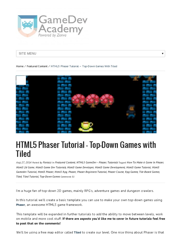 Html5 Phaser Tutorial Top Down Games With Tiled Gamedev Academy Pdf Pdf Json Web Server