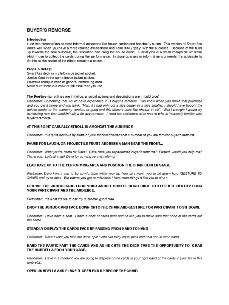 Buyer's Remorse Script | PDF