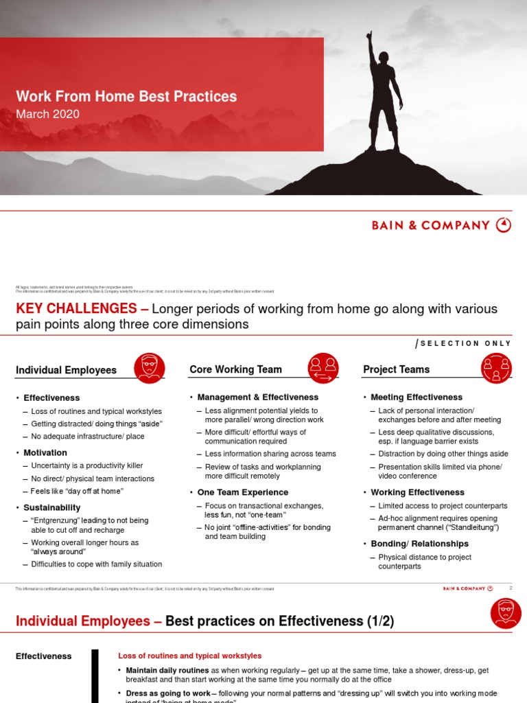 Bain Best Practices - Work From Home PDF | PDF | Telecommuting | Motivation