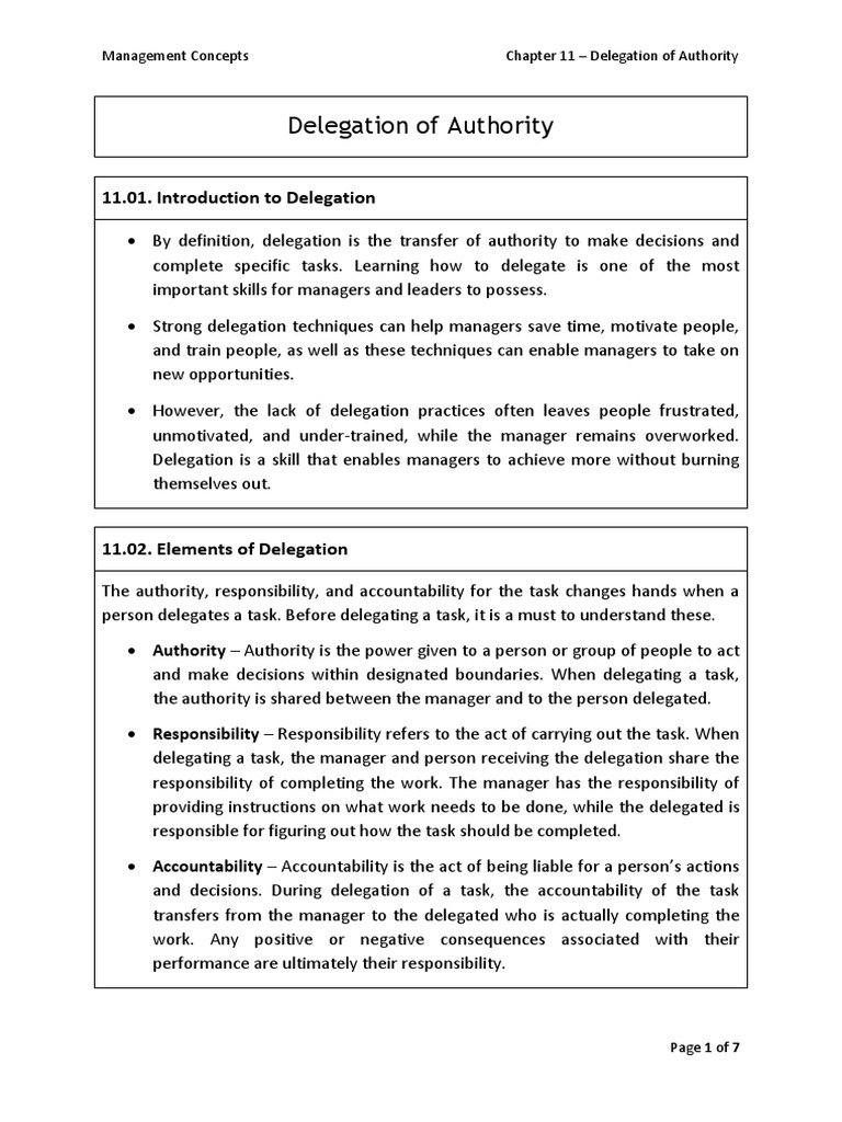 Management - Ch11 - Delegation of Authority | PDF | Power (Social And ...