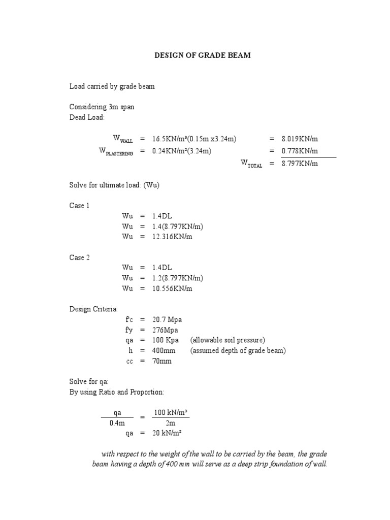 Grade Beam Design Done | PDF | Economic Sectors | Mechanical Engineering