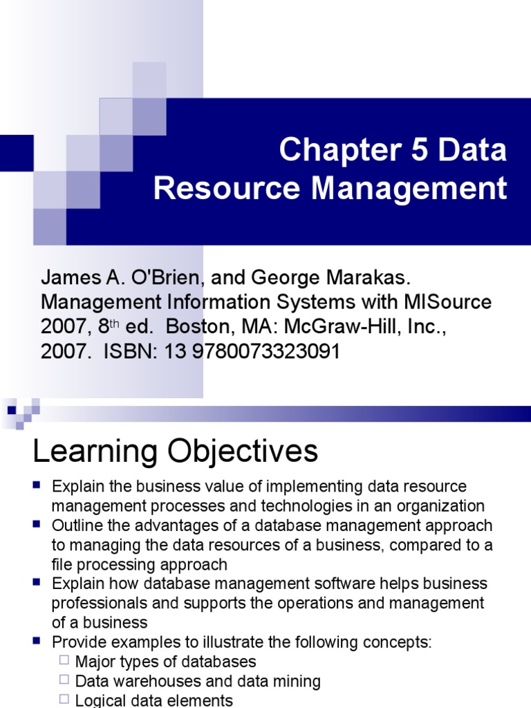 Data Resource Management | Download Free PDF | Databases | Data Warehouse