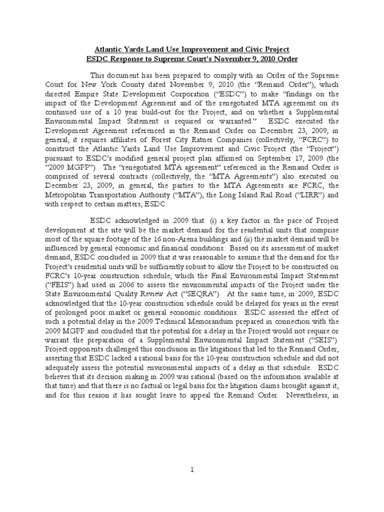 ESDC Response To Remand Order, 12/16/10 | PDF | Mortgage Law ...