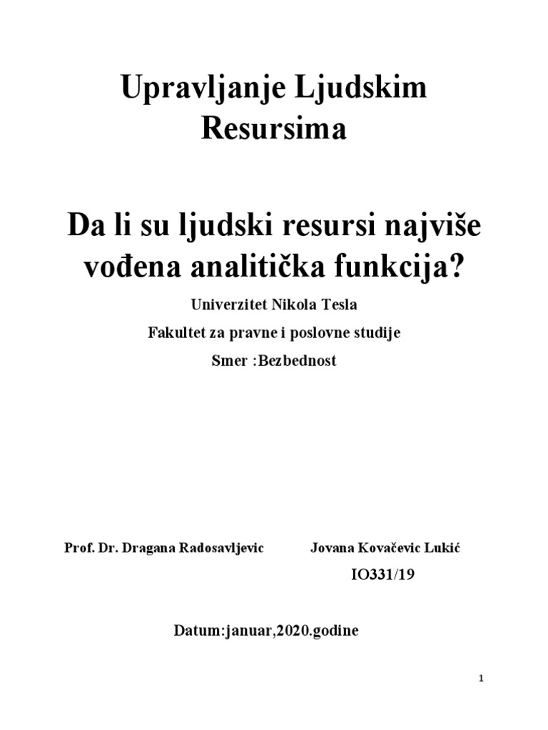Upravljanje Ljudskim Resursima | PDF