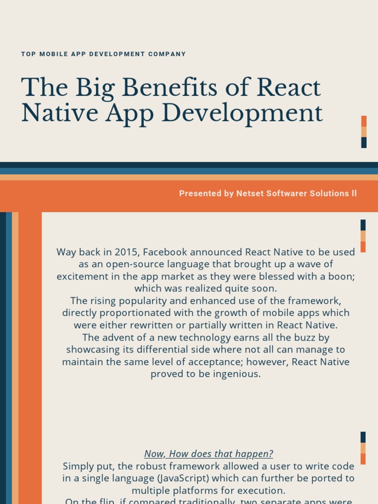 Benefits of React Native App Development - NetsetSoftware | PDF | Mobile App | Cross Platform ...