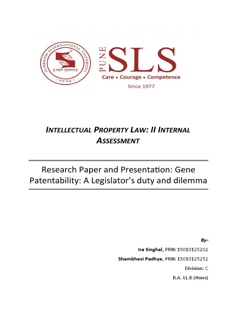 IPR Research Paper 1501025202 | PDF | Genetic Engineering | Gene Therapy