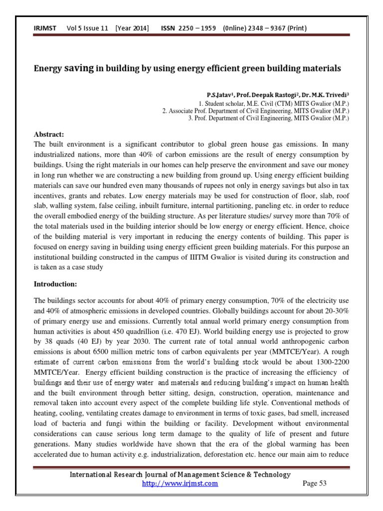 Energy Efficient Green Building Materials | PDF | Drywall | Green Building