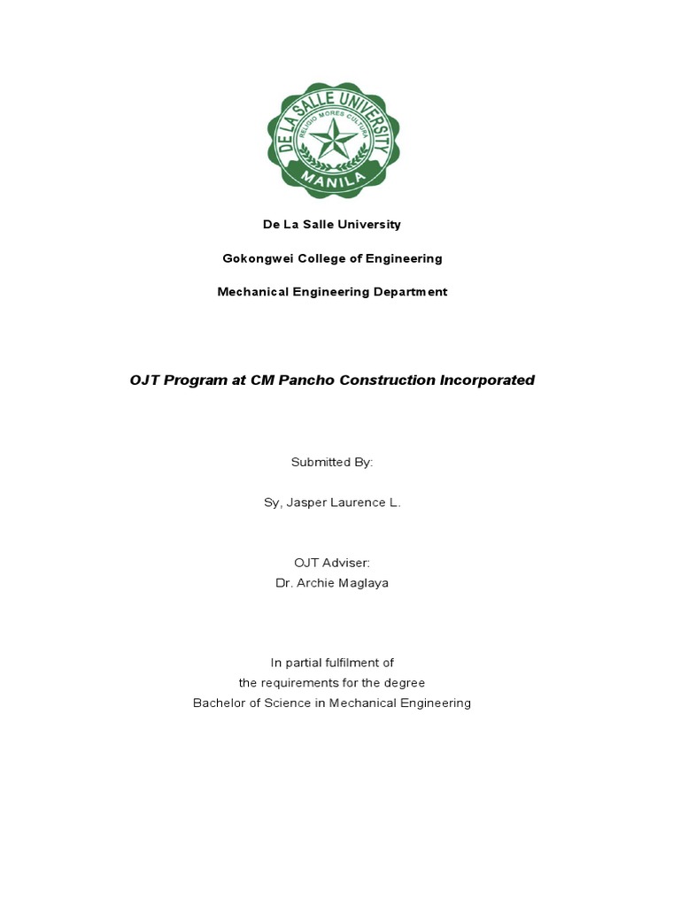 OJT Experience at CM Pancho Construction | PDF | Engineering | Business