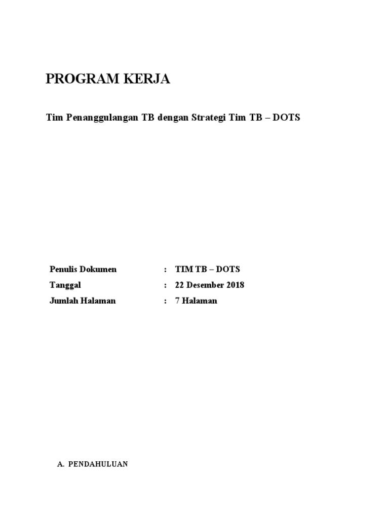 Program Kerja TB DOTS 2018 | PDF | Pengembangan Diri | Kesehatan Holistik