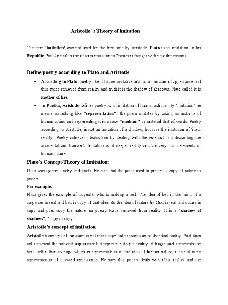 Imitation | PDF | Poetry | Aristotle