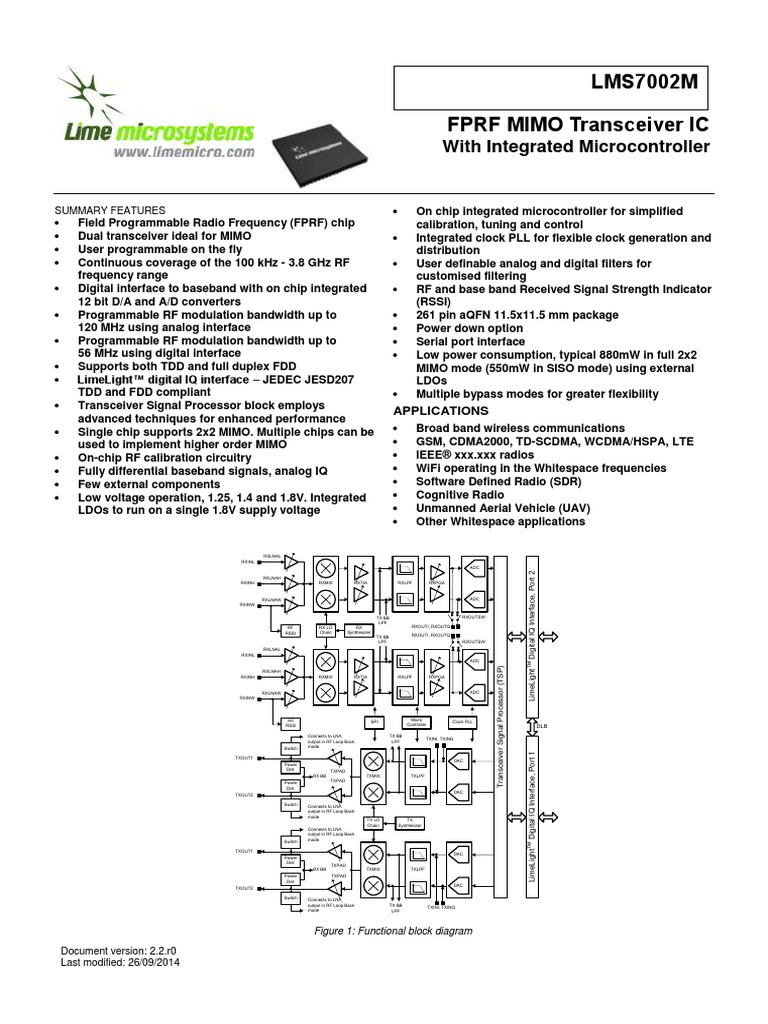 LMS7002M DataSheet 2 2r0 PDF | PDF | Analog To Digital Converter ...