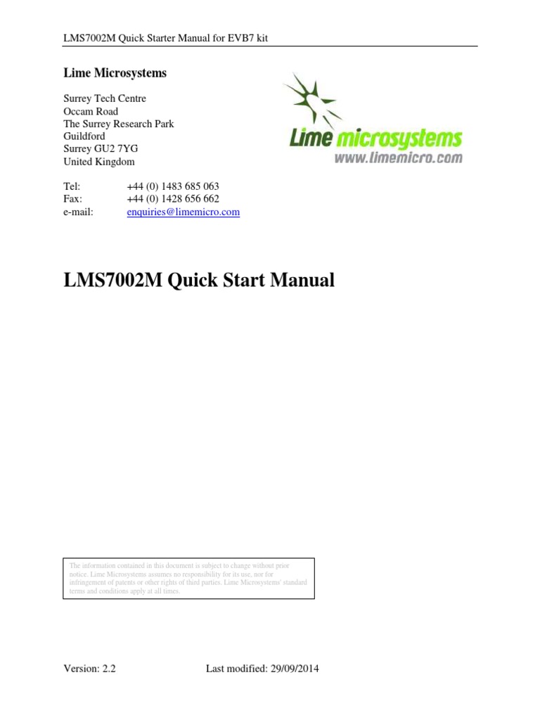 LMS7002M Quick Starter Manual EVB7 2 2r0 PDF | PDF | Device Driver ...