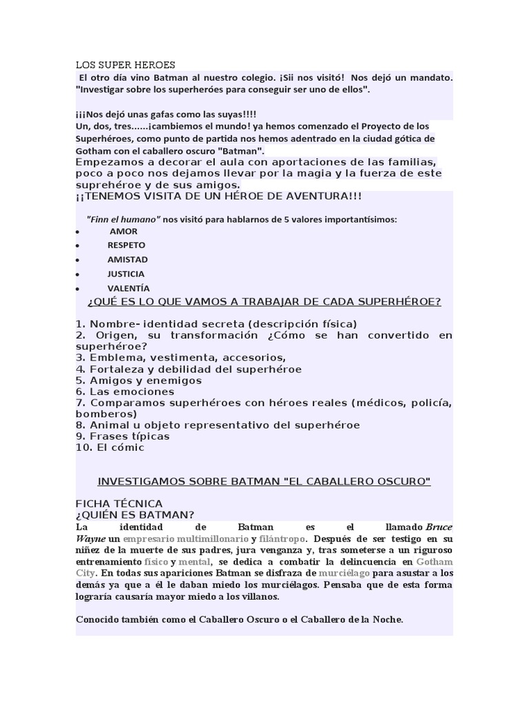 Proyecto de Superhéroes en el Aula | PDF | Superhombre