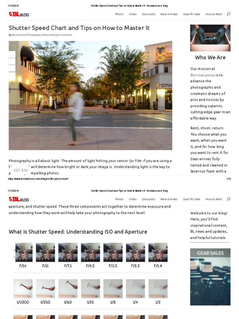 Shutter Speed Chart and Tips On How To Master It - BorrowLenses Blog ...