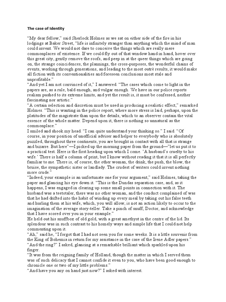 A Study in Identity: Sherlock Holmes Investigates the Curious Case of ...