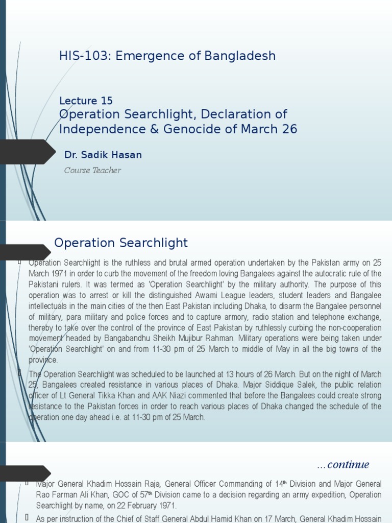 HIS103 Lec 15 Operation Searchlight, Declaration of Independence ...