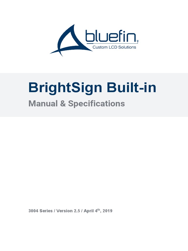 BrightSign Built-In Manual | PDF | Hdmi | Usb