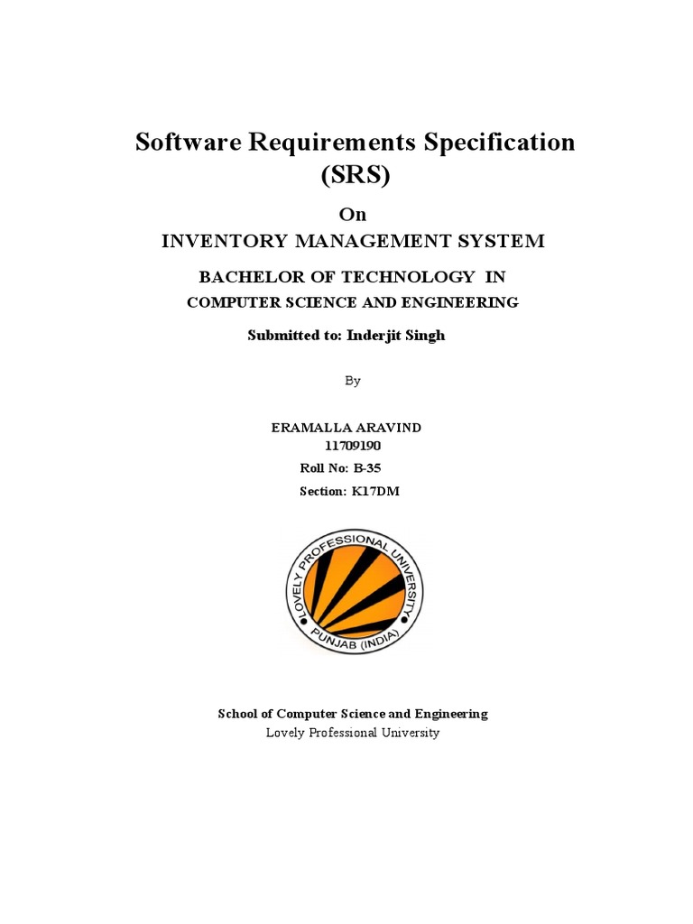 Software Requirements Specification Inventory Management System 1 | PDF ...