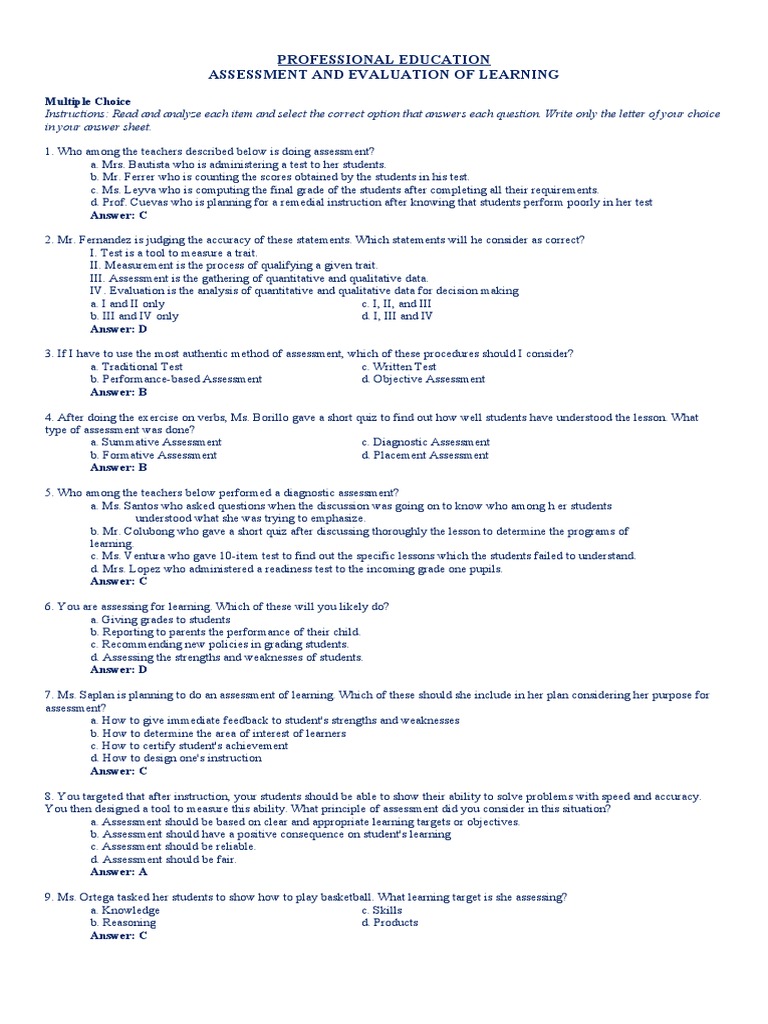 PROF ED Assessment and Evaluation of Learning I2 | PDF | Educational ...