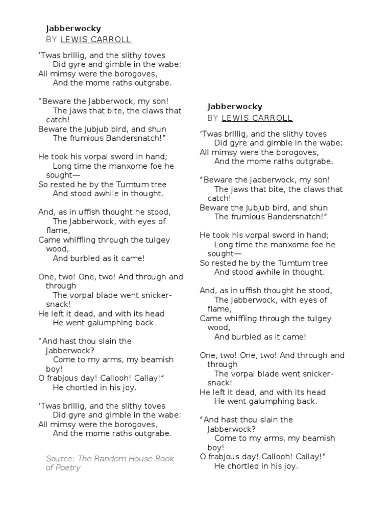 Jabberwocky | PDF | British Poetry | Lewis Carroll