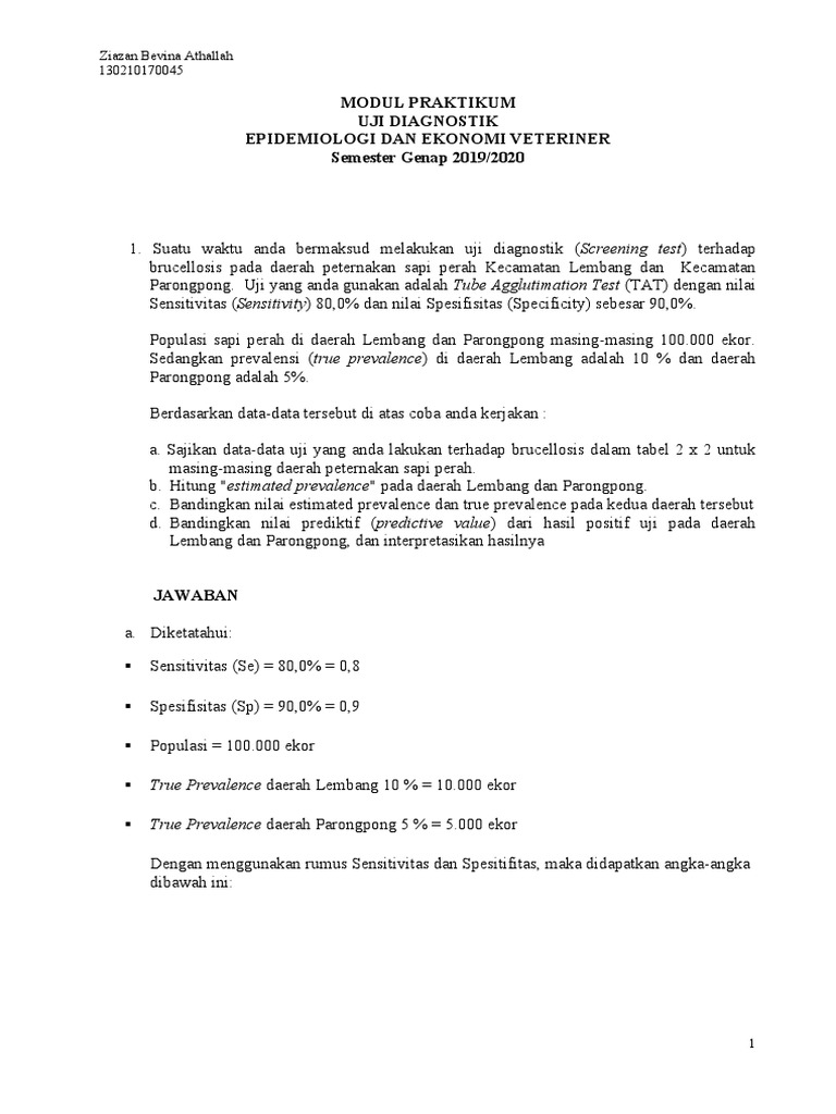 Uji Diagnostik - Ziazan Bevina A | PDF