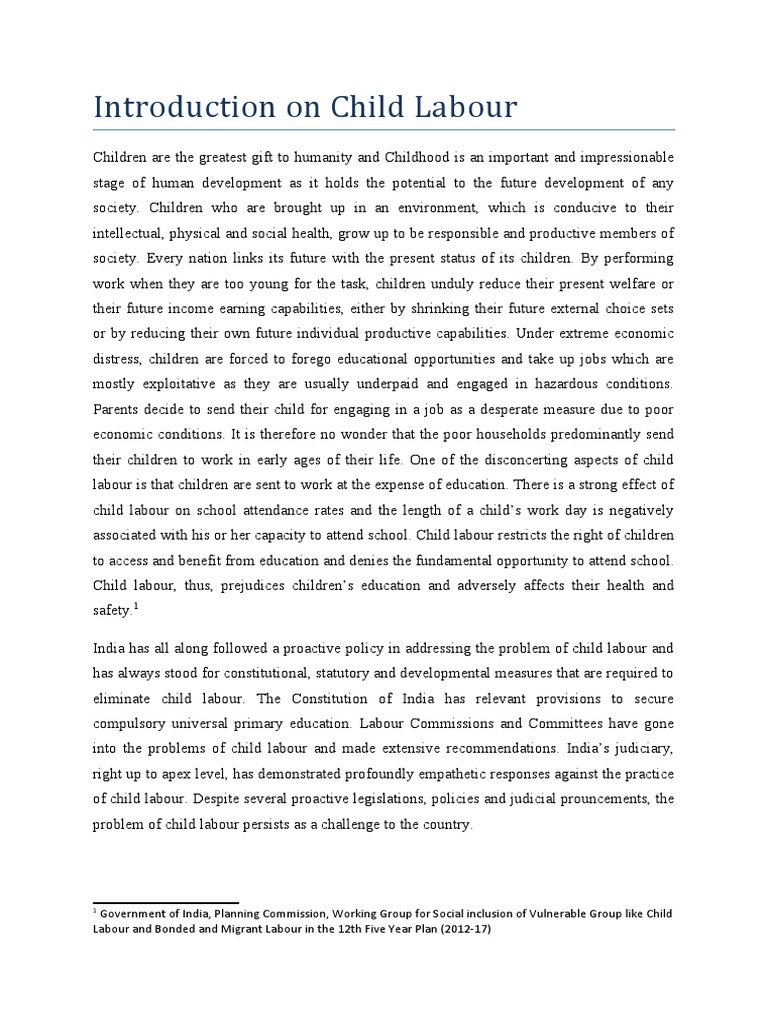 Introduction On Child Labour | PDF | Child Labour | Labour Economics