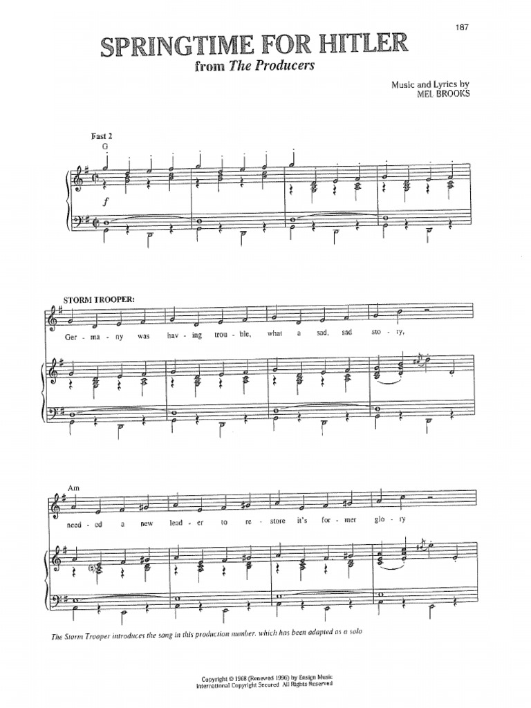 (SONG) THE PRODUCERS - Springtime For Hitler (SA5) | PDF