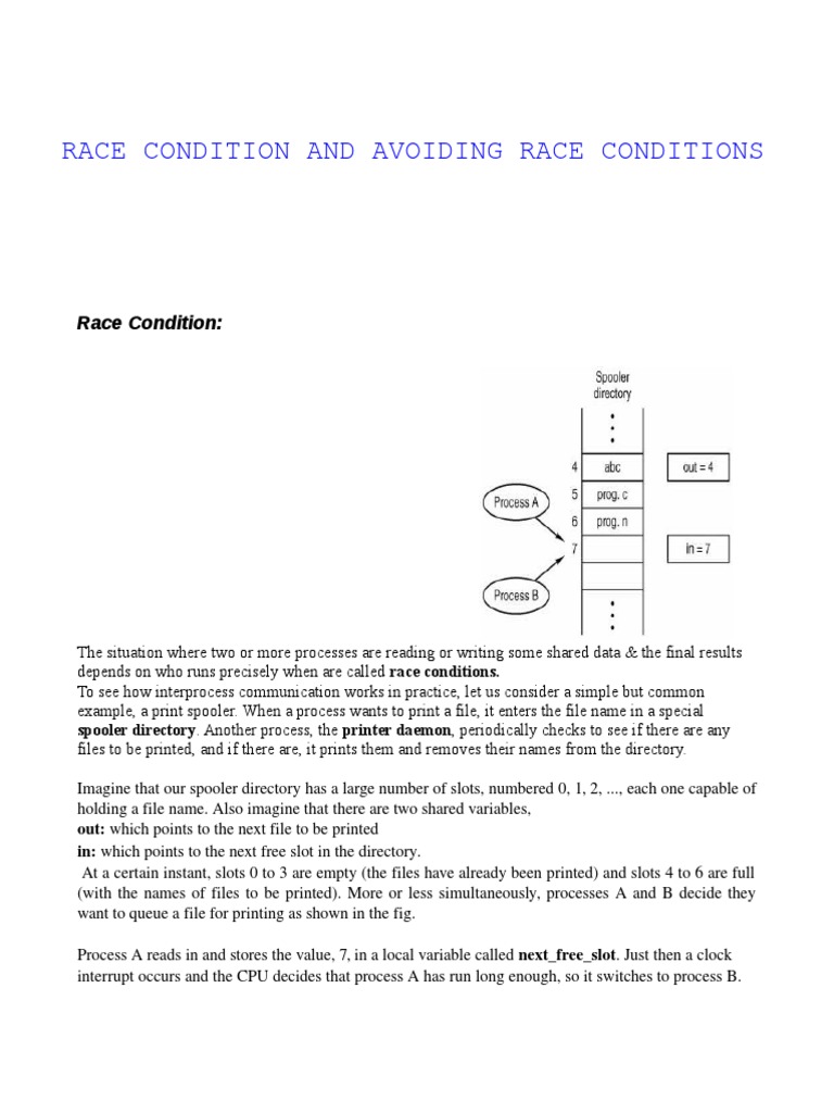 Race Condition And Avoiding Race Conditions Pdf Pdf Thread Computing Process Computing 