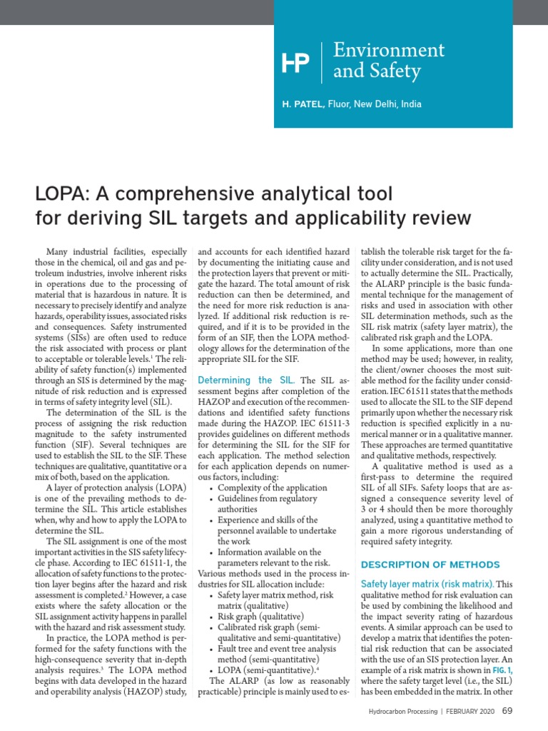 HP LOPA A Comprehensive Analytical Tool | Download Free PDF ...