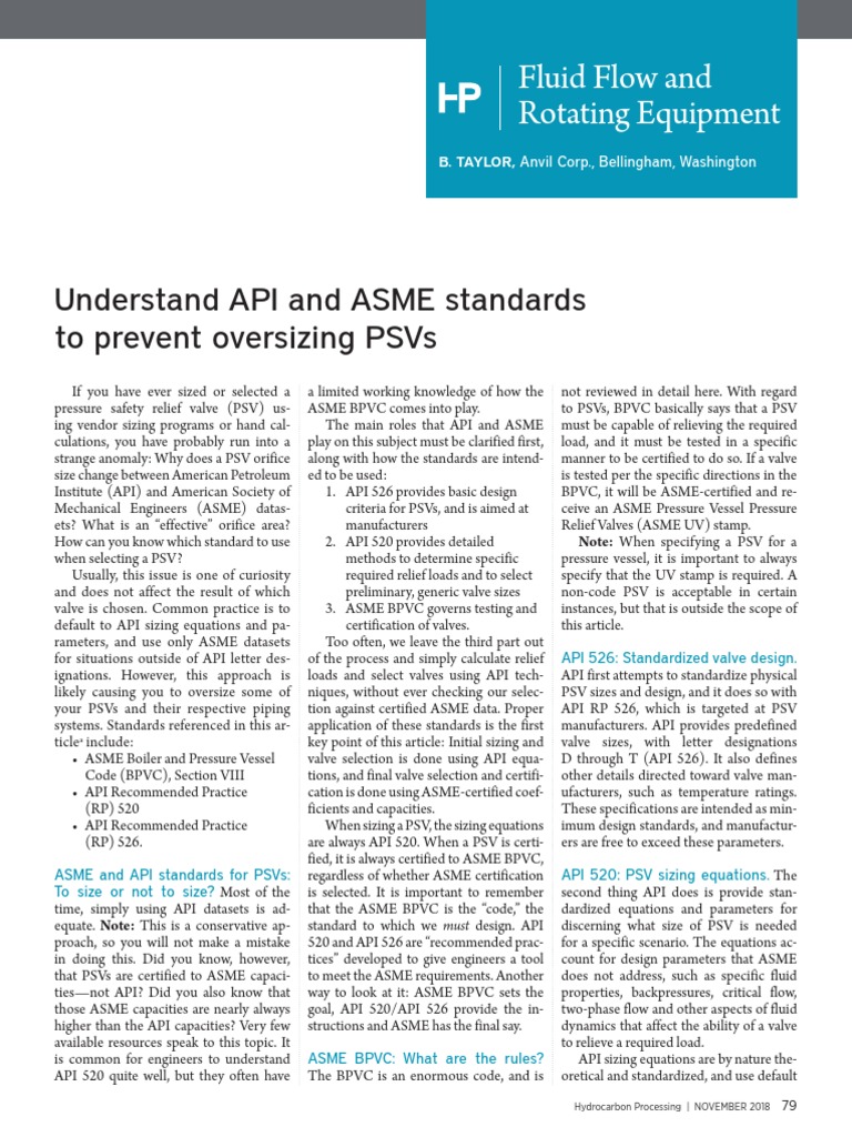 Understanding the Relationship Between API, ASME, and PSV Sizing ...