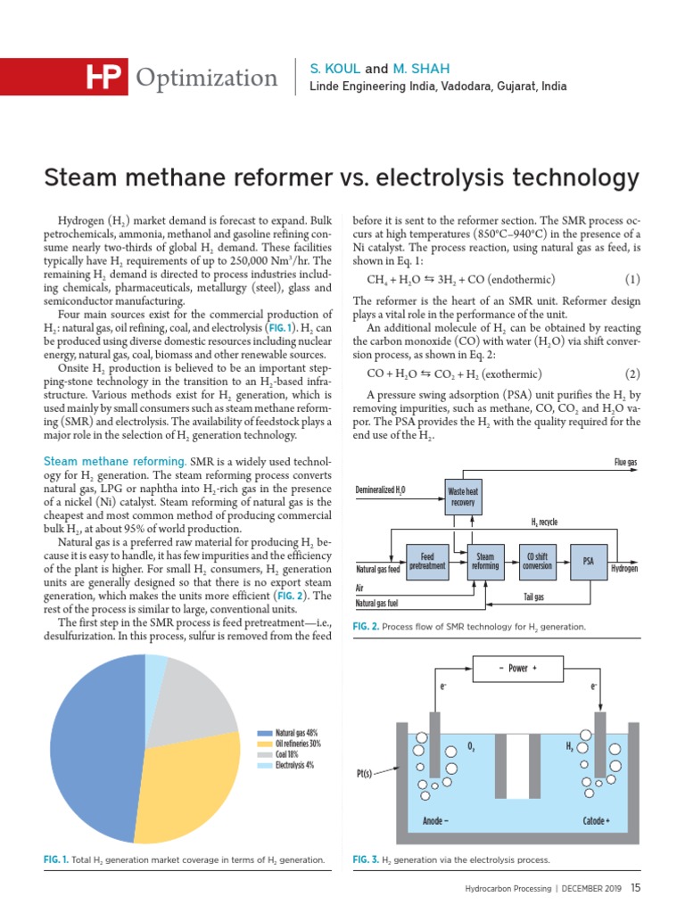 HP Steam Methane Reformer Vs Electrolysis Technology | PDF | Natural ...
