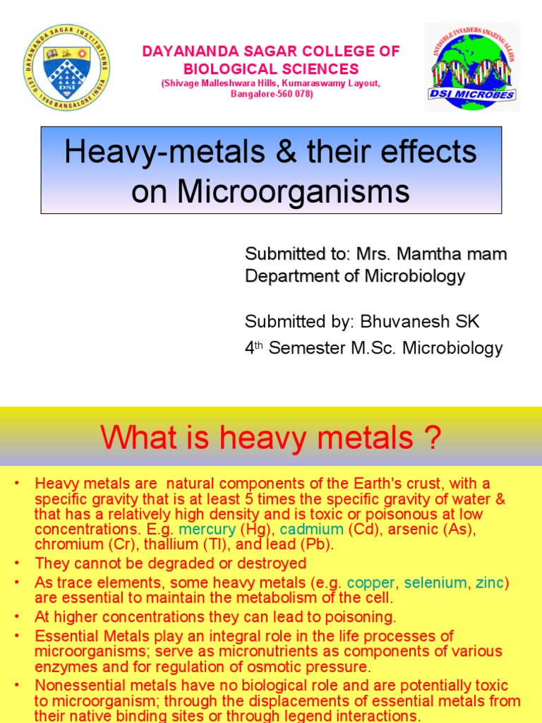 Heavy-Metals & Their Effects On Microorganisms: Dayananda Sagar College ...