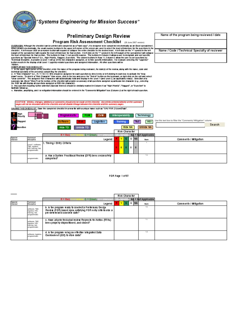 DoD PDR CheckList 18 April 2013 | Download Free PDF | Interoperability ...