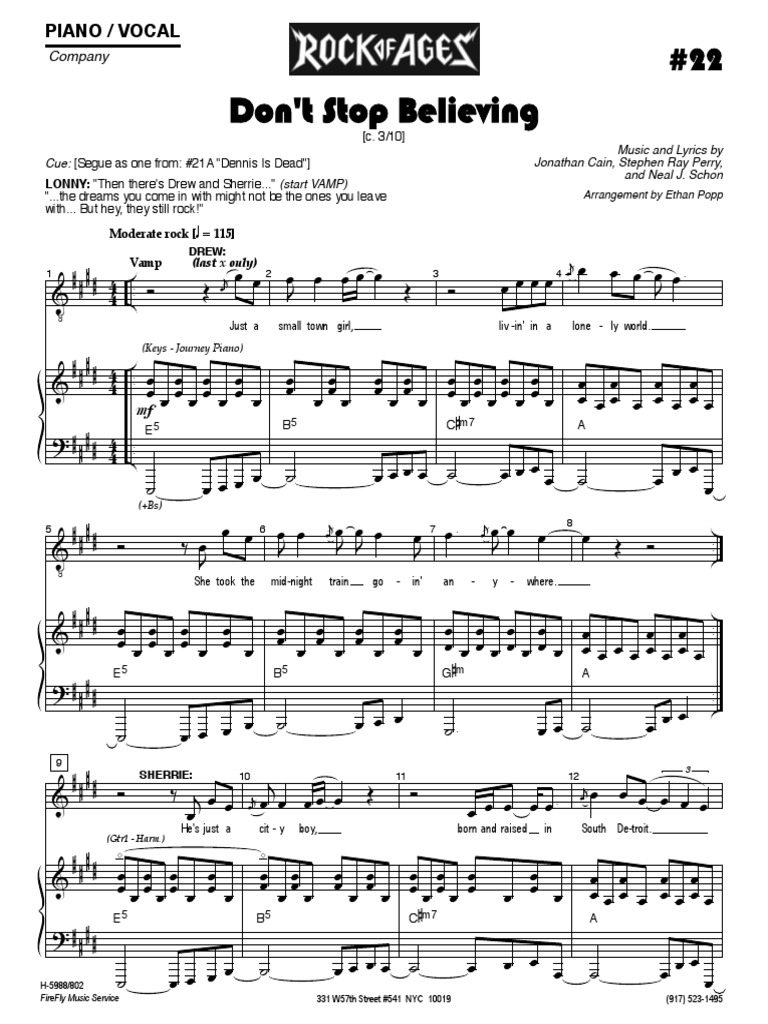 Don't Stop Believing (Rock of Ages Version) PDF | PDF