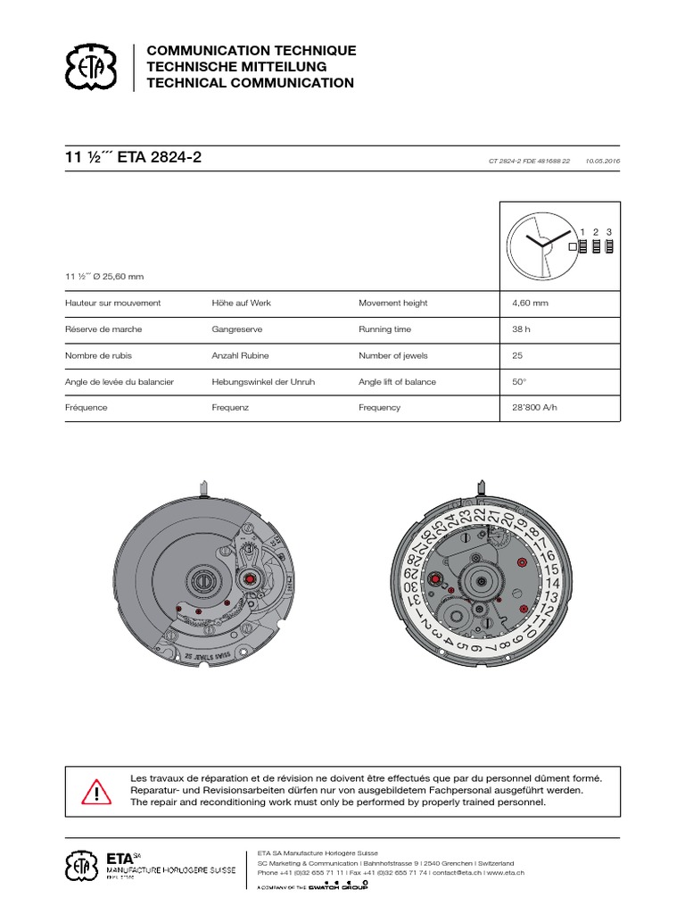 Tech Eta.2824-2 | PDF