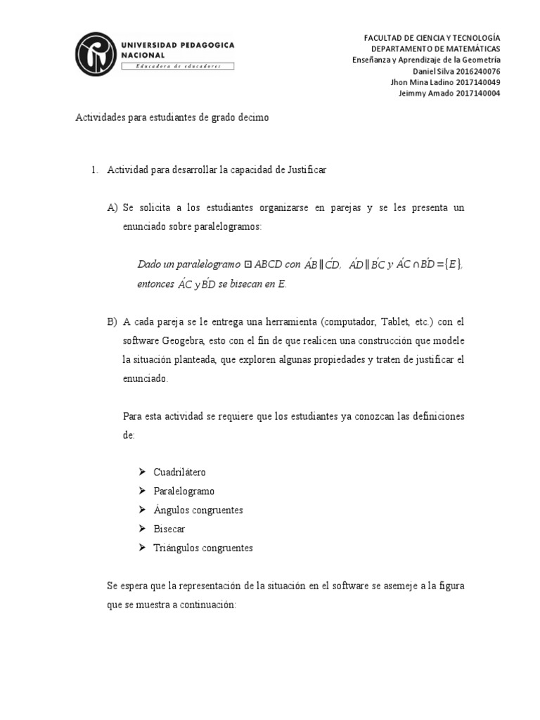 Actividades para Grado Decimo | PDF | Geometría | Enseñanza de matemática