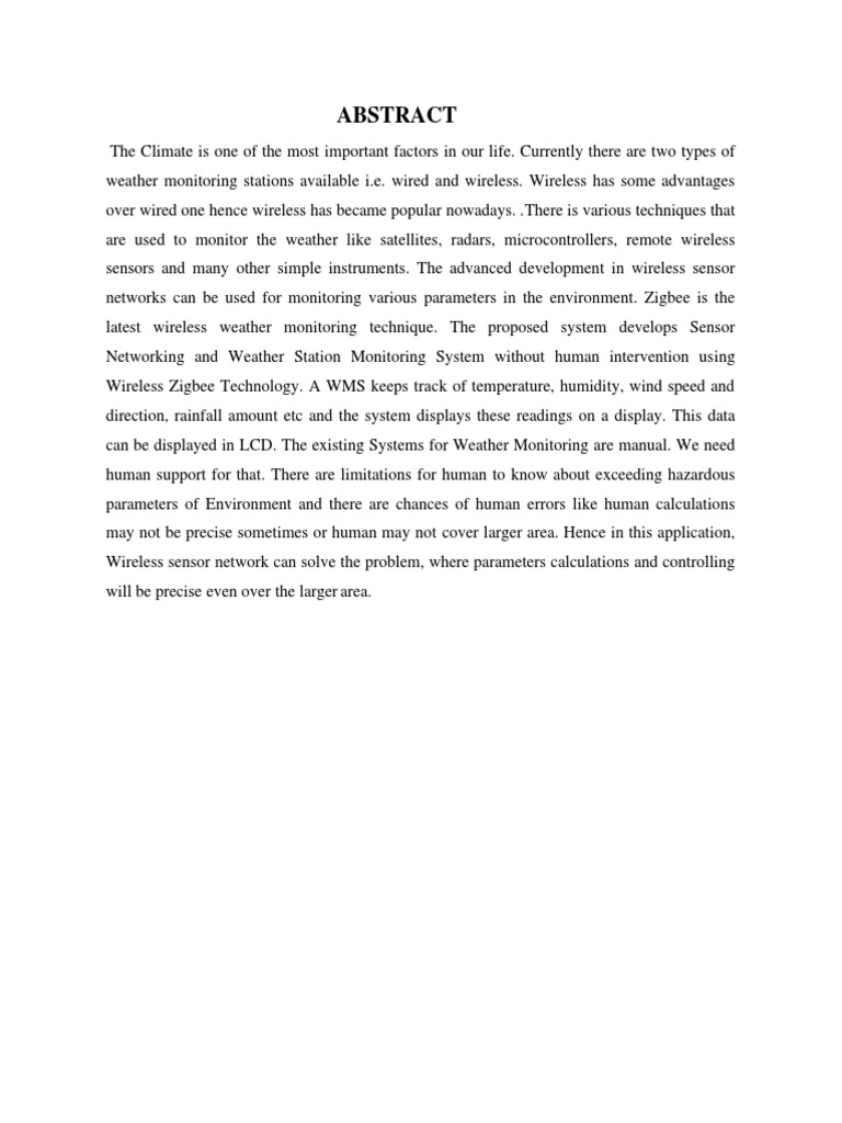Wireless Zigbee Weather Monitoring | PDF | Sensor | Wireless Sensor Network