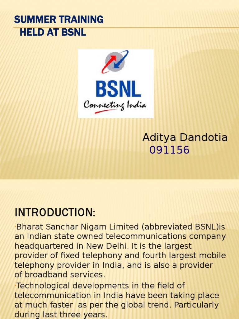 BSNL Summer Training Overview | PDF | Internet Access ...