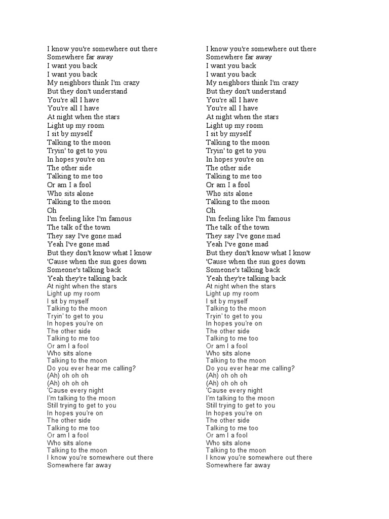 Talking To The Moon - Lyrics | PDF