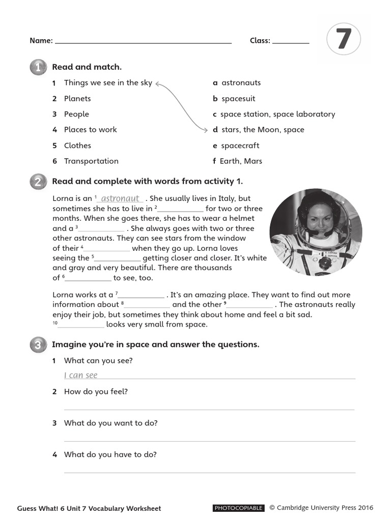 GW L6 Unit 7 Worksheets | PDF | Astronauts | Outer Space