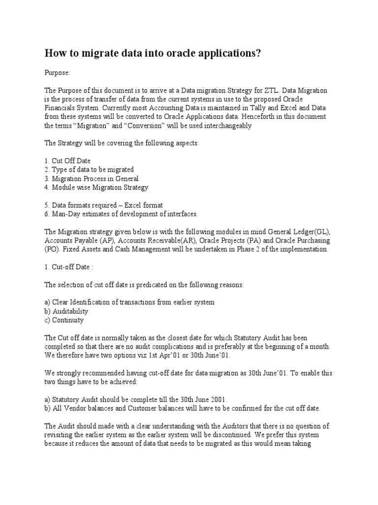 Data Migration Strategy | PDF | Accounts Payable | Debits And Credits