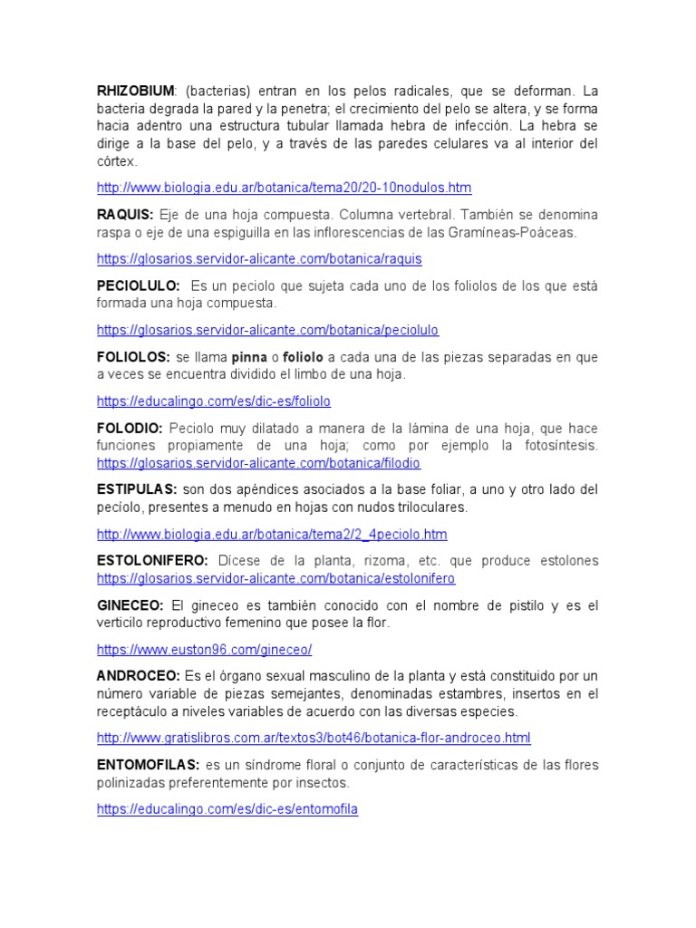 Glosario Botanica, Pastos y Forrajes | PDF | Flores | Hoja